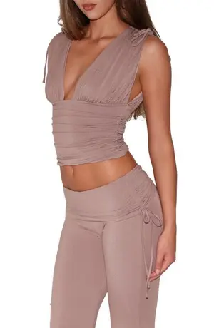 TIGER MIST Halona Ruched Plunge Top