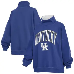 PRESSBOX Kentucky Wildcats Oversized Mock Neck Sweatshirt - Royal