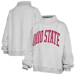 PRESSBOX Ohio State Buckeyes Nelson Mock Neck Sweatshirt - Heather Gray