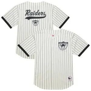 Mitchell & Ness Las Vegas Raiders Big & Tall Heavyweight Mesh Button-up Fashion Jersey - Cream