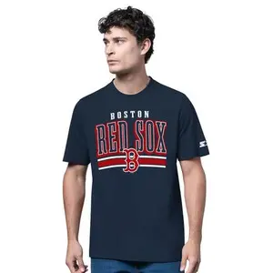 STARTER Heather Gray/ Boston Red Sox Two-pack Long Sleeve & Short Sleeve T-shirt Set - Navy
