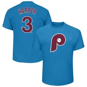 Profile Bryce Harper Philadelphia Phillies Big & Tall Player Name & Number T-shirt - Light Blue
