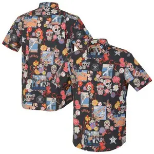Reyn Spooner Houston Astros Día De Los Muertos Tri-blend Button-down Shirt - Black