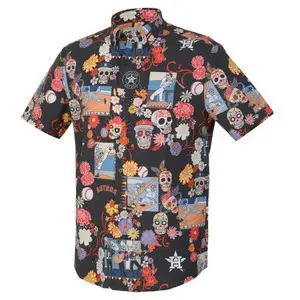 Reyn Spooner Houston Astros Día De Los Muertos Tri-blend Button-down Shirt - Black