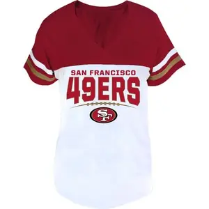 Profile San Francisco 49ers Split Body V-neck T-shirt - Scarlet