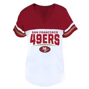 Profile White San Francisco 49ers Split Body V-neck T-shirt