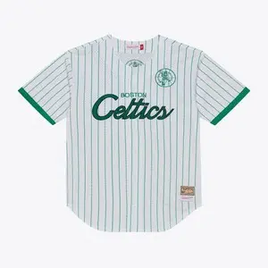 Mitchell & Ness Boston Celtics Head Coach Pinstripe Mesh Full-button Baseball Jersey
