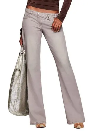 I.AM.GIA Low Rise Flare Leg Pants - Grey