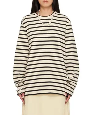 JIL SANDER Striped Crew-neck T-shirt