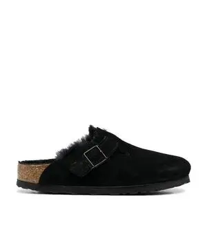 BIRKENSTOCK Boston Slip-on Sandals With Logo And Buckle Detailing - Black