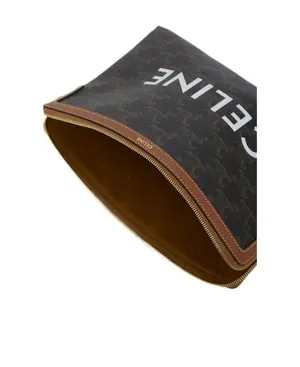 Celine Small Pouch With Strap In Triomphe Canvas With Print