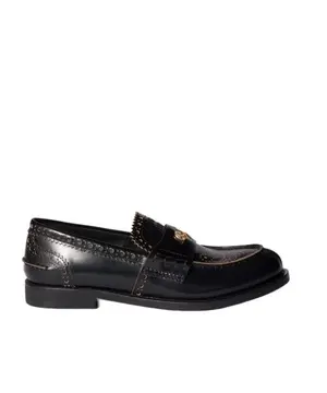Miu Miu Perforated Loafers With Coin Detail - Black