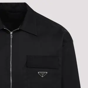 Prada Logo Plaque Zip-up Shirt