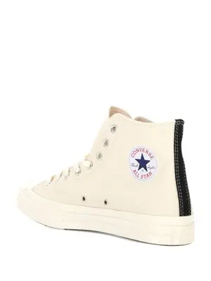 Play Comme Des Garcon X Converse Single Heart Chuck 70 High Top Sneakers - White