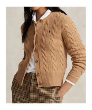 Polo Ralph Lauren Cable Knit Wool Cardigan - Camel