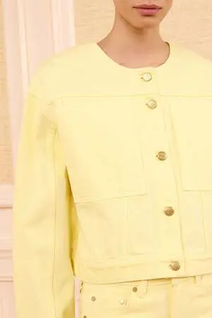 Ulla Johnson Briar Collarless Denim Jacket In Yellow - Chantilly