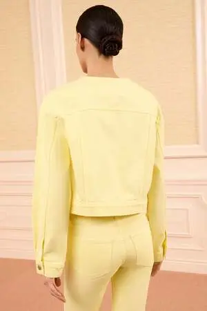 Ulla Johnson Briar Collarless Denim Jacket In Yellow - Chantilly