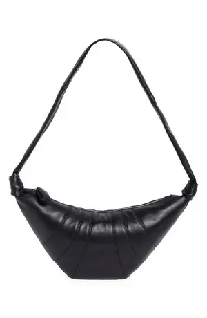 LEMAIRE Medium Croissant Leather Crossbody Bag - Black