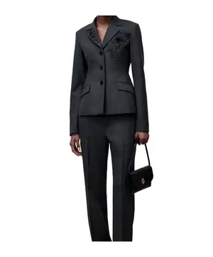 Dior Embroidered Virgin Wool Bar Jacket - Gray