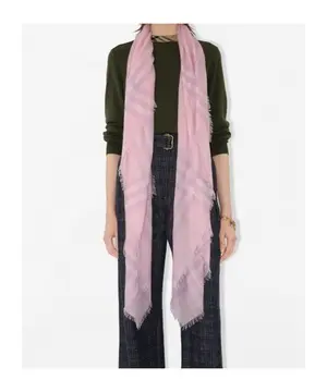 Burberry Check Pattern Frayed-edge Scarf - Fondant
