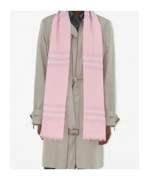 Burberry Check Pattern Frayed-edge Scarf - Fondant
