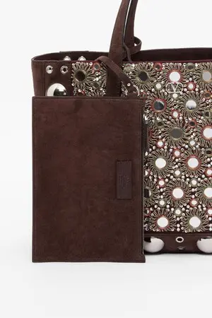 Valentino Garavani Nellcôte Eyelet Embellished Mini Tote Bag
