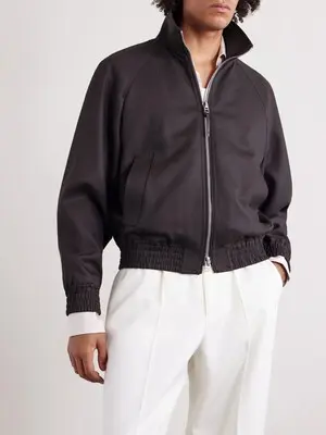 TOM FORD Leather-trimmed Wool And Silk-blend Jacket