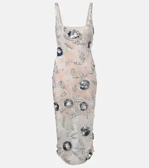 Rachel Gilbert Pierre Embellished Midi Dress - Pink