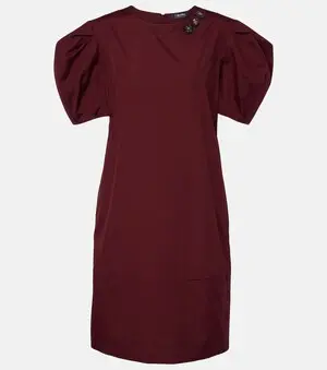 Max Mara Puff-sleeve Cotton Poplin Mini Dress - Burgundy