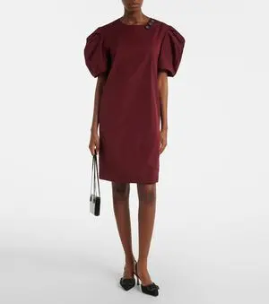 Max Mara Puff-sleeve Cotton Poplin Mini Dress - Burgundy