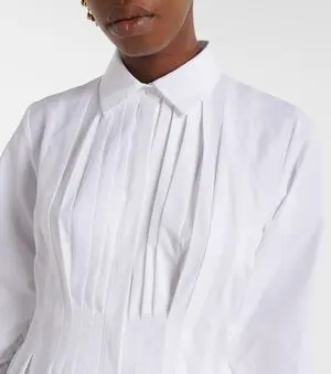 Max Mara Pleated Cotton Poplin Shirt Dress - White