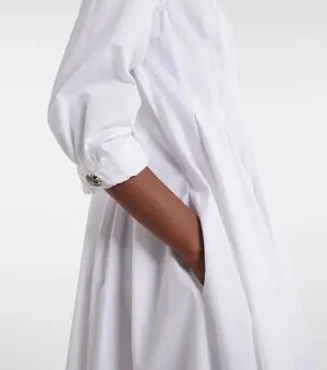 Max Mara Pleated Cotton Poplin Shirt Dress - White