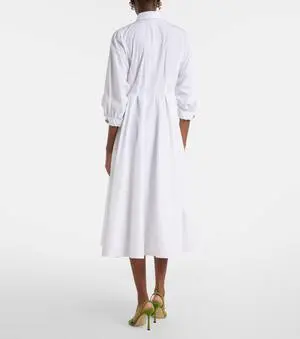 Max Mara Pleated Cotton Poplin Shirt Dress - White