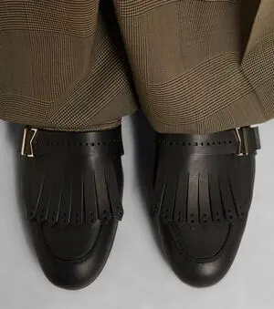 Max Mara Leather Loafers With Fringed Detail