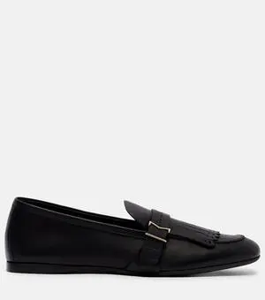 Max Mara Leather Loafers With Fringed Detail