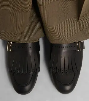 Max Mara Leather Loafers With Fringed Detail - Black