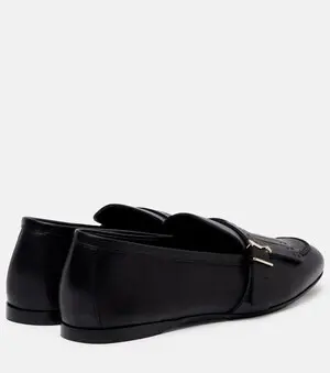 Max Mara Leather Loafers With Fringed Detail - Black