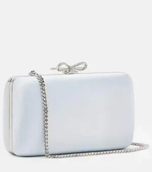SELF-PORTRAIT Bow Embellished Satin Clutch