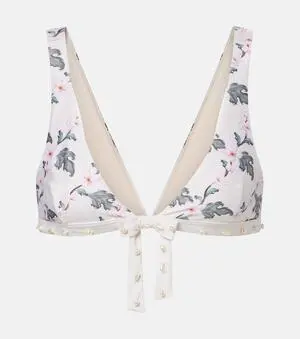 Agua Bendita Huerta Printed Bikini Top - White