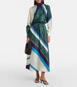 ALEMAIS Joni Printed Silk Midi Dress - Multicoloured