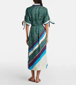 ALEMAIS Joni Printed Linen-blend Shirt Dress