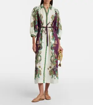 ALEMAIS Ruthie Printed Linen Shirt Dress