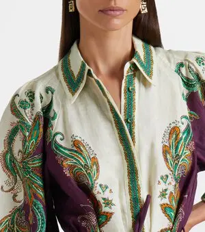 ALEMAIS Ruthie Printed Linen Shirt Dress