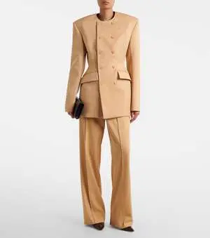 Wardrobe.NYC Wool Wide-leg Trousers - Beige