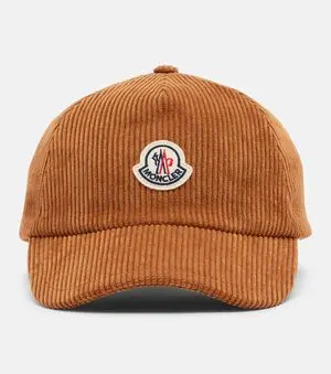 Moncler Logo Corduroy Baseball Cap - Brown