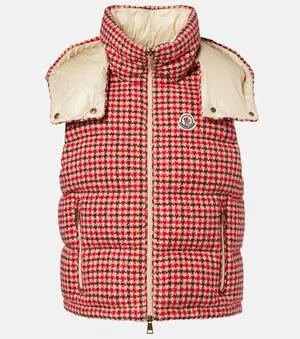 Moncler Niverolle Checked Wool-blend Down Vest - Red