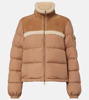 Moncler Aurore Shearling-trimmed Down Jacket - Beige