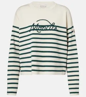 Moncler Striped Virgin Wool Sweater - Beige