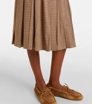 Moncler Checked Pleated Midi Skirt