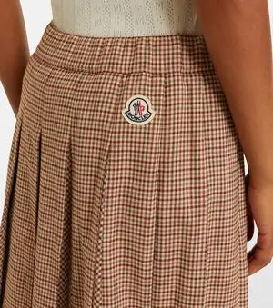 Moncler Checked Pleated Midi Skirt